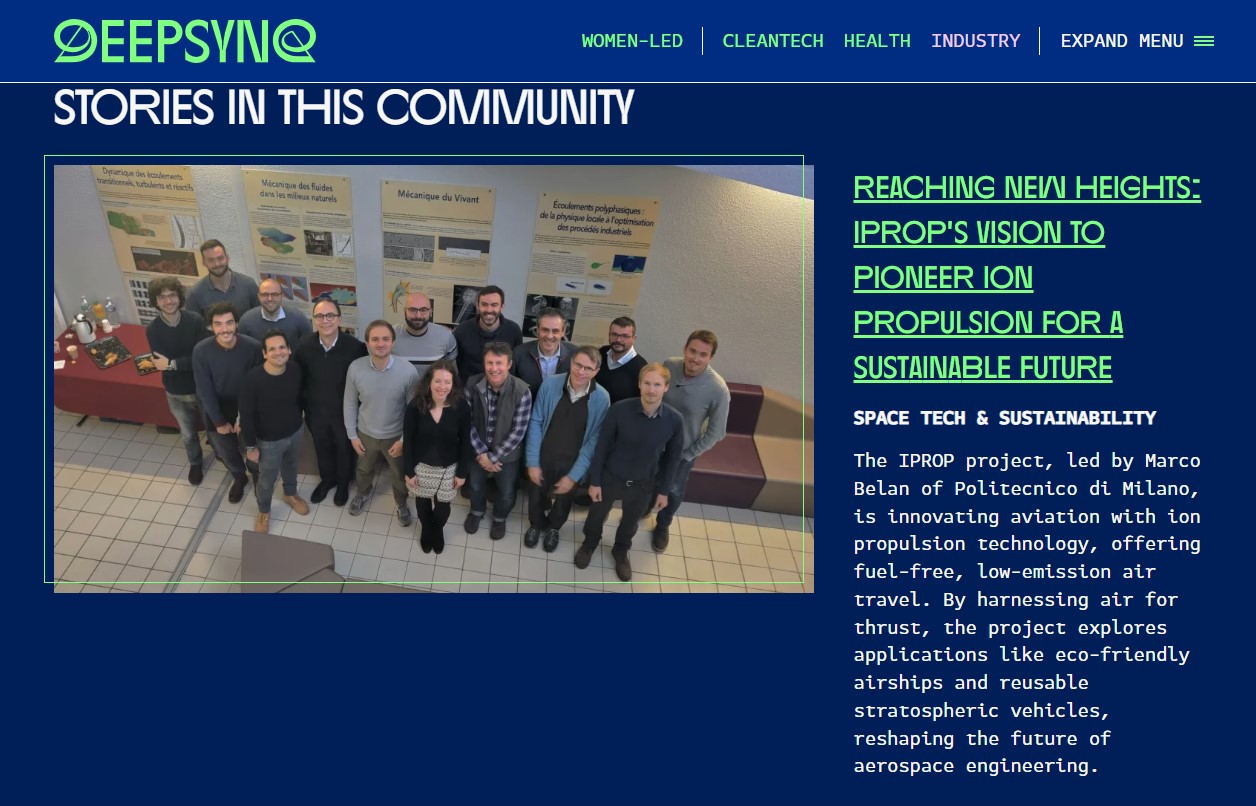 The IPROP project spotlighted on the DEEPSYNC platform | IPROP Project